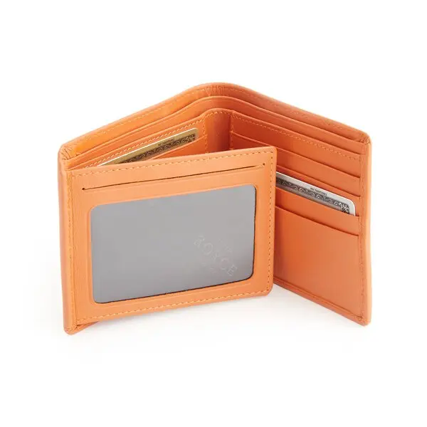 ROYCE NEW YORK Rfid Blocking Bifold Wallet - Orange