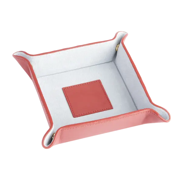 ROYCE NEW YORK Suede Lined Leather Valet Tray - Red