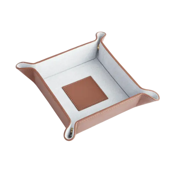ROYCE NEW YORK Suede Lined Leather Valet Tray - Tan
