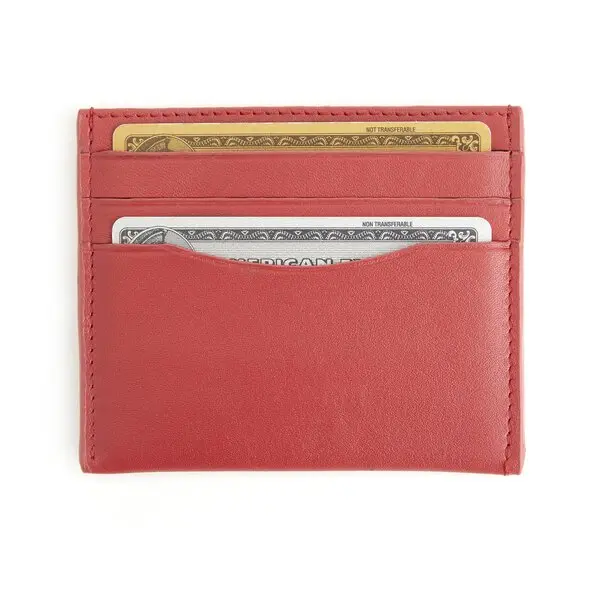 ROYCE NEW YORK Rfid Blocking Slim Card Holder Wallet - Red