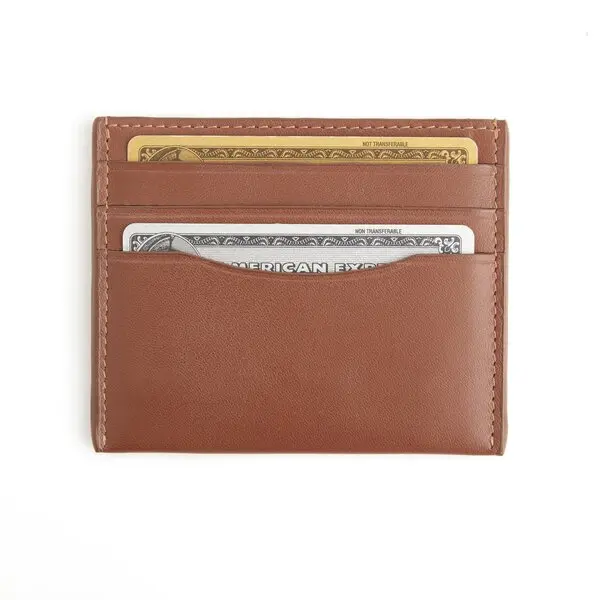 ROYCE NEW YORK Rfid Blocking Slim Card Holder Wallet - Tan