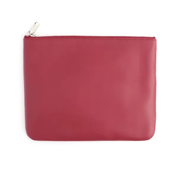 ROYCE NEW YORK Leather Zippered Organizer Pouch - Red