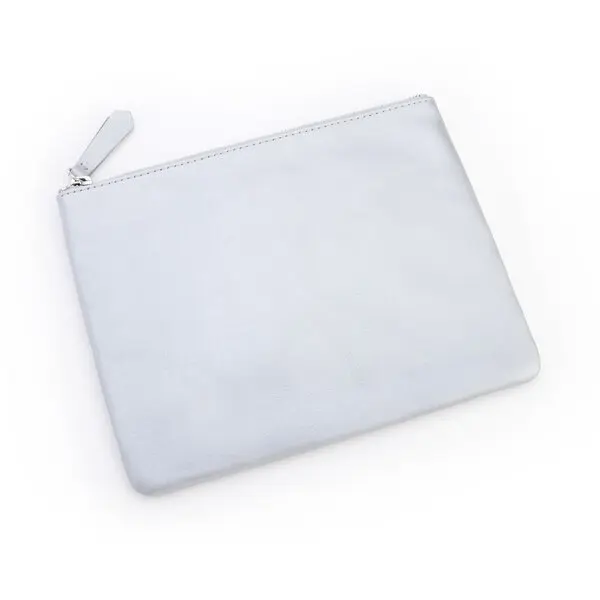ROYCE NEW YORK Leather Zippered Organizer Pouch - Silver