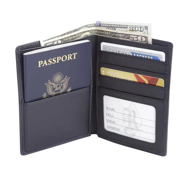ROYCE NEW YORK Rfid Blocking Passport Travel Wallet - Blue