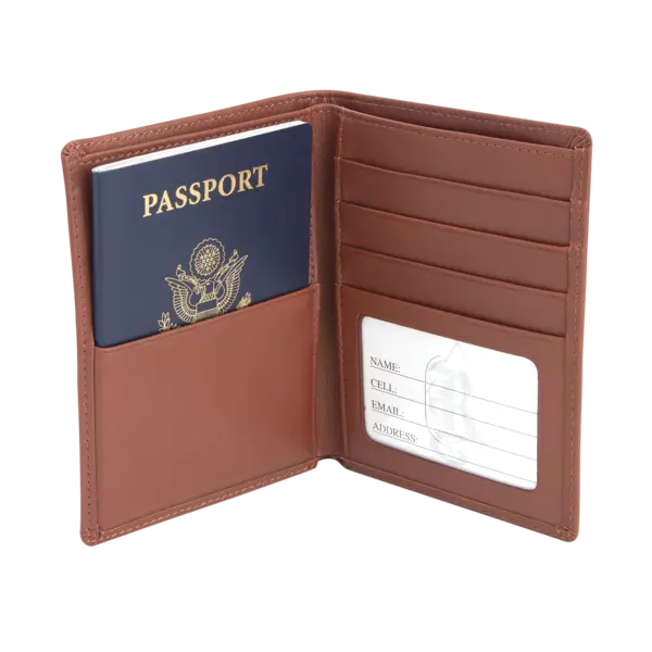 ROYCE NEW YORK Rfid Blocking Passport Travel Wallet - Tan