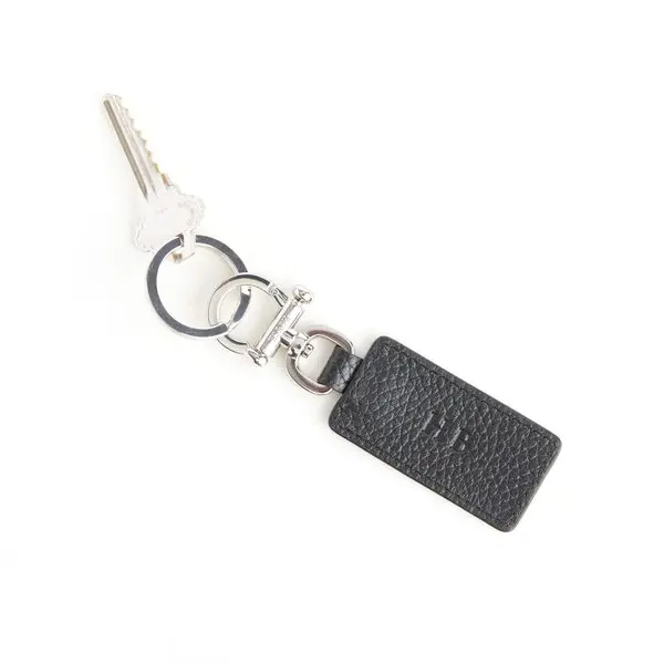 ROYCE NEW YORK Leather Key Organizer With Silver Tone Hardware - Black Pebble