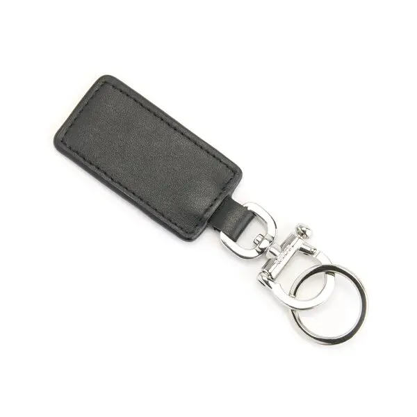 ROYCE NEW YORK Leather Key Organizer With Silver Tone Hardware - Black