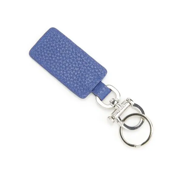 ROYCE NEW YORK Leather Key Organizer With Silver Tone Hardware - Cobalt Blue