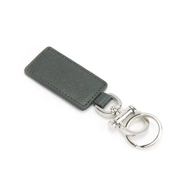 ROYCE NEW YORK Leather Key Organizer With Silver Tone Hardware - Dark Green