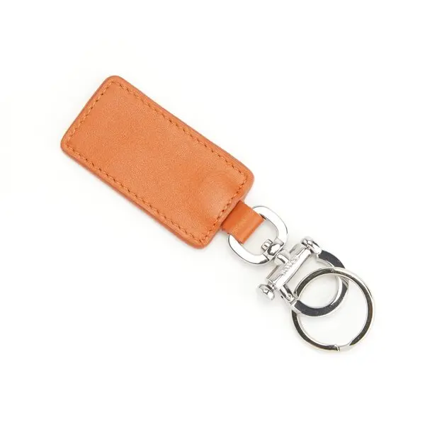 ROYCE NEW YORK Leather Key Organizer With Silver Tone Hardware - Orange