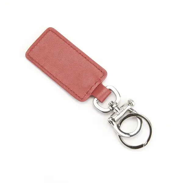 ROYCE NEW YORK Leather Key Organizer With Silver Tone Hardware - Red