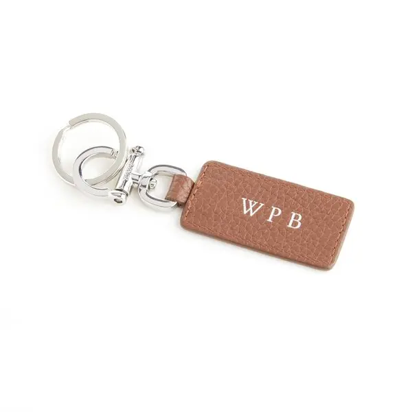 ROYCE NEW YORK Leather Key Organizer With Silver Tone Hardware - Tan Pebble