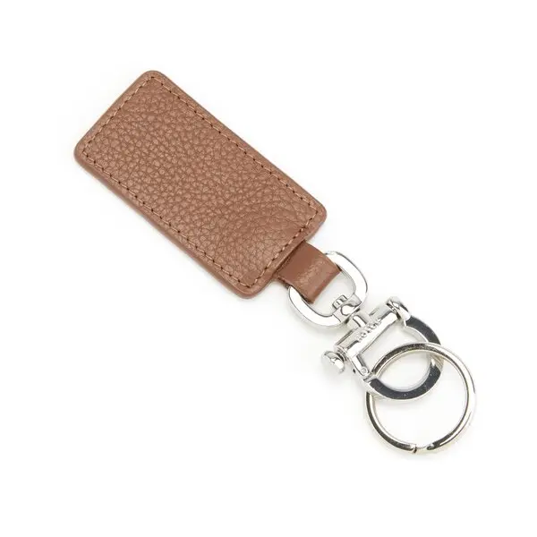 ROYCE NEW YORK Leather Key Organizer With Silver Tone Hardware - Tan