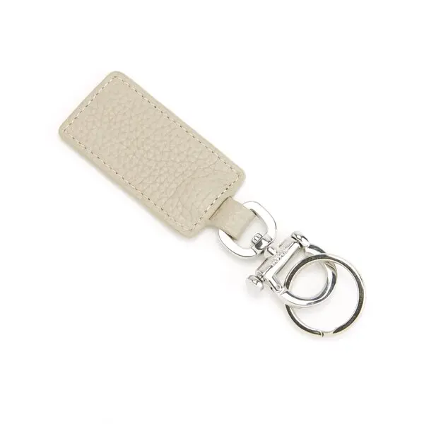 ROYCE NEW YORK Leather Key Organizer With Silver Tone Hardware - Taupe