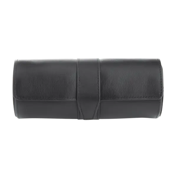 ROYCE NEW YORK Suede Lined Travel Watch Roll For 3 Watches - Black