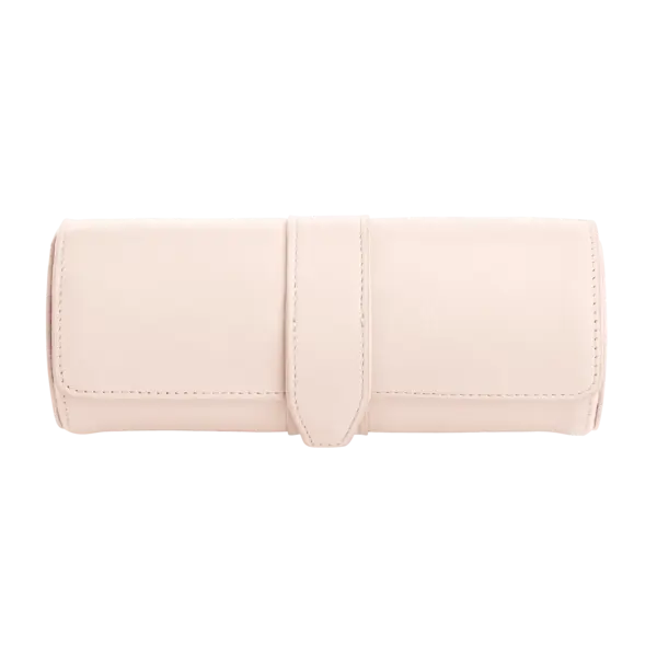 ROYCE NEW YORK Suede Lined Travel Watch Roll For 3 Watches - Carnation Pink