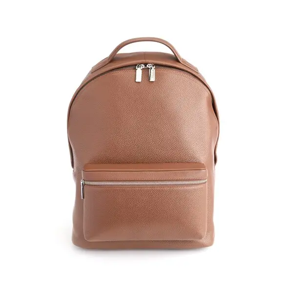ROYCE NEW YORK Executive Leather 13" Laptop Backpack - Tan