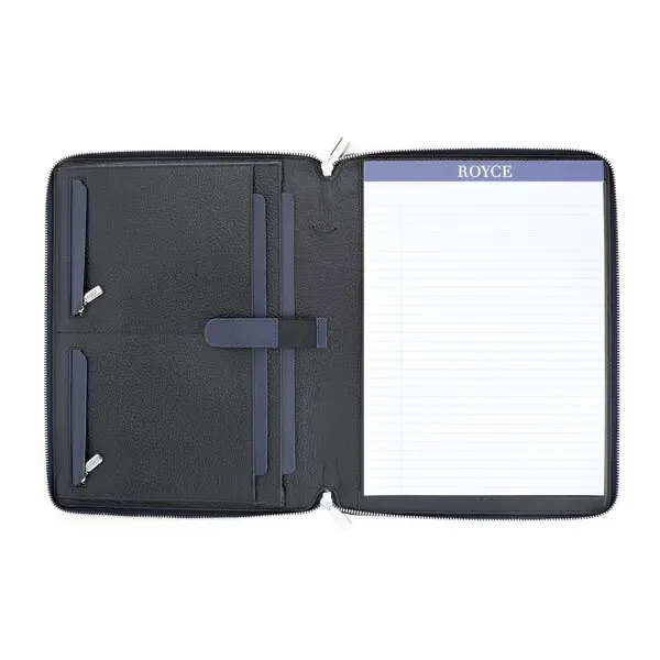 ROYCE NEW YORK Zippered Executive Writing Portfolio - Blue