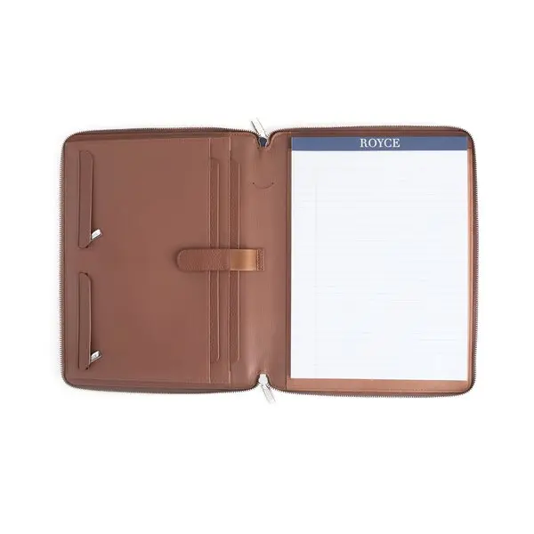 ROYCE NEW YORK Zippered Executive Writing Portfolio - Tan