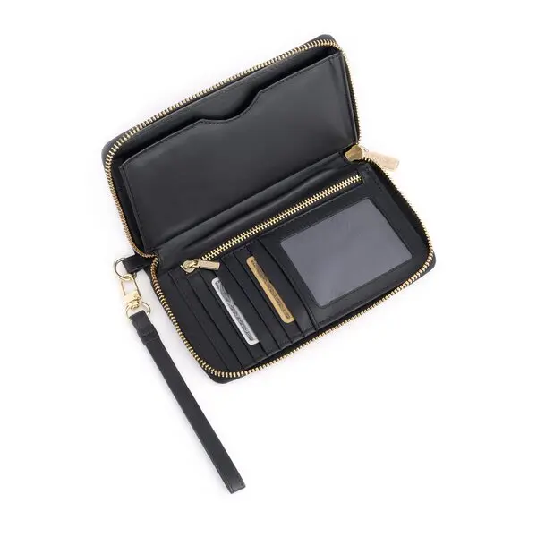 ROYCE NEW YORK Zippered Wristlet Wallet Rfid Blocking - Black