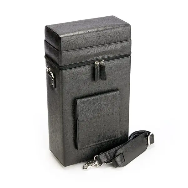 ROYCE NEW YORK Double Wine Bottle Carrying Case - Black