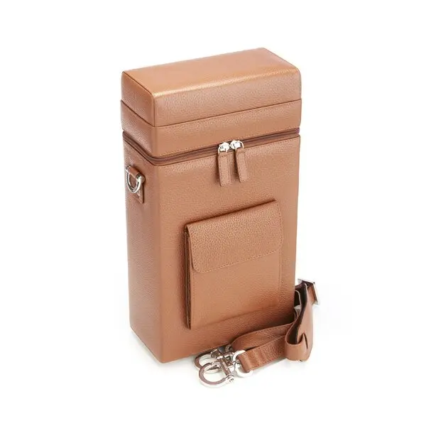 ROYCE NEW YORK Double Wine Bottle Carrying Case - Tan