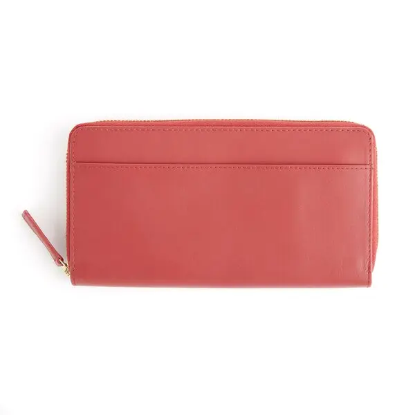 ROYCE NEW YORK Rfid Blocking Continental Zip Wallet - Red