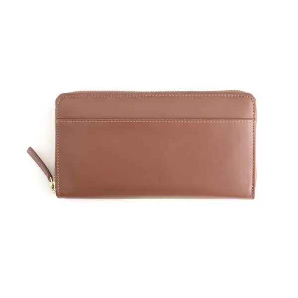 ROYCE NEW YORK Rfid Blocking Continental Zip Wallet - Tan