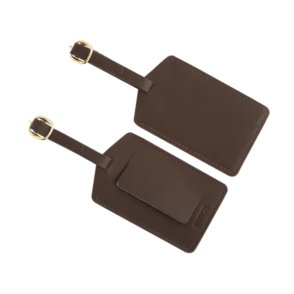 ROYCE NEW YORK Handcrafted Leather Luggage Tag With Privacy Flap - Coco