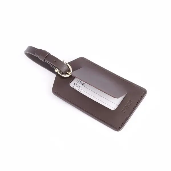 ROYCE NEW YORK Handcrafted Leather Luggage Tag With Privacy Flap - Coco