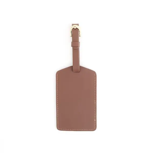 ROYCE NEW YORK Handcrafted Leather Luggage Tag With Privacy Flap - Tan