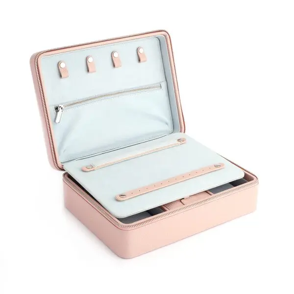 ROYCE NEW YORK Large Jewelry Box With Mirror - Carnation Pink