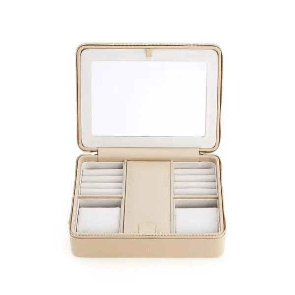 ROYCE NEW YORK Large Jewelry Box With Mirror - Taupe