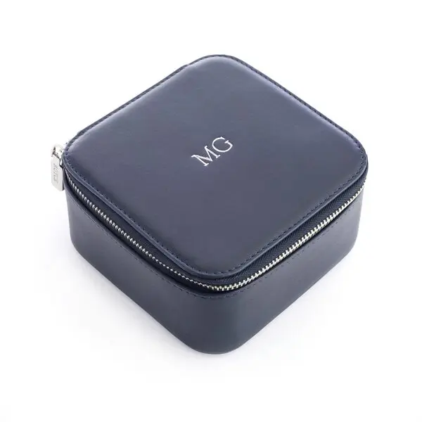 ROYCE NEW YORK Travel Jewelry Case With Removable Pouches - Blue