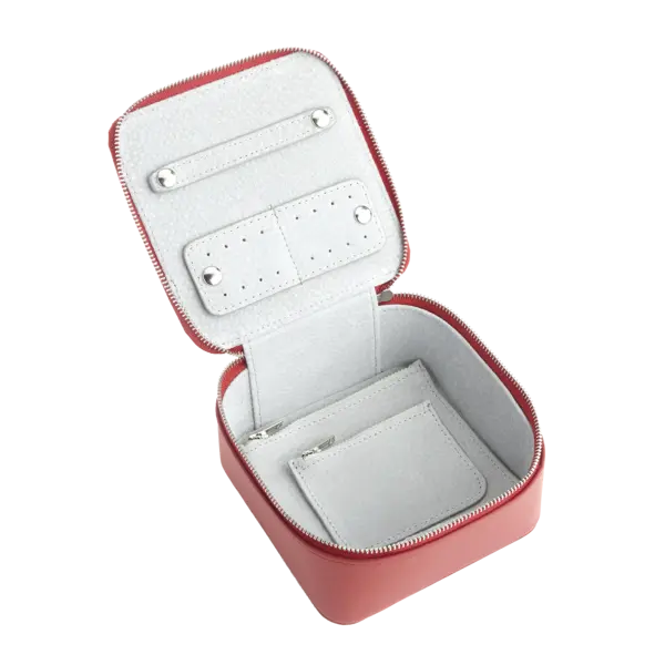 ROYCE NEW YORK Travel Jewelry Case With Removable Pouches - Red