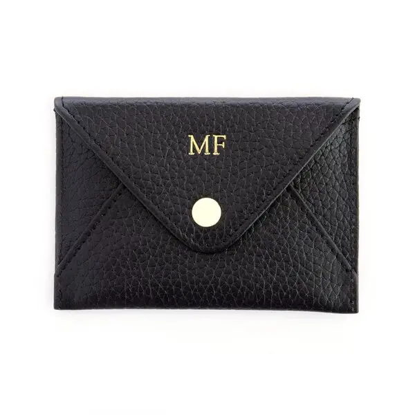 ROYCE NEW YORK Envelope Card Holder - Black Pebble