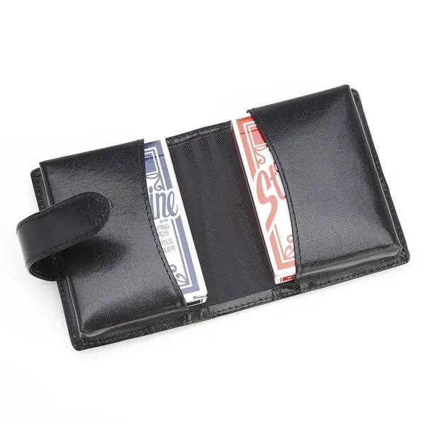 ROYCE NEW YORK Set Of Playing Cards In Leather Case - Black