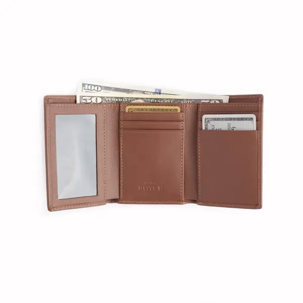 ROYCE NEW YORK Rfid Blocking Trifold Wallet - Tan