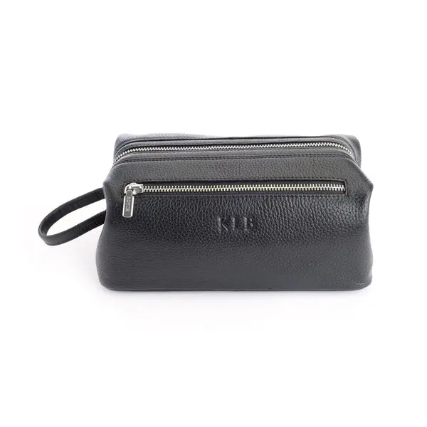 ROYCE NEW YORK Leather Dopp Kit Toiletry Bag - Black