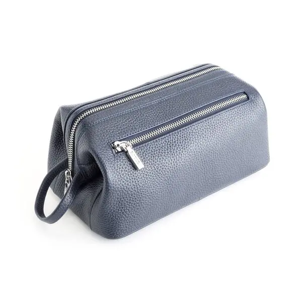 ROYCE NEW YORK Leather Dopp Kit Toiletry Bag - Blue