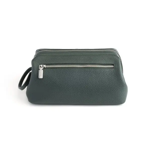 ROYCE NEW YORK Leather Dopp Kit Toiletry Bag - Dark Green
