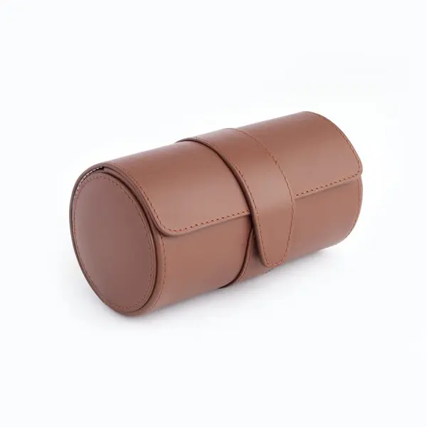 ROYCE NEW YORK Double Watch Roll In Full Grain Leather - Tan
