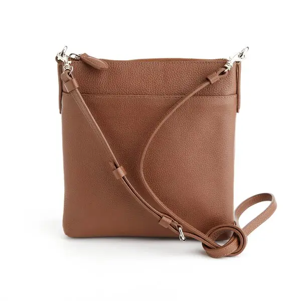 ROYCE NEW YORK Pebble Grain Leather Crossbody Bag With Silver-tone Hardware - Tan