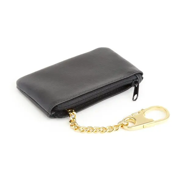 ROYCE NEW YORK Zippered Coin Key Pouch - Black