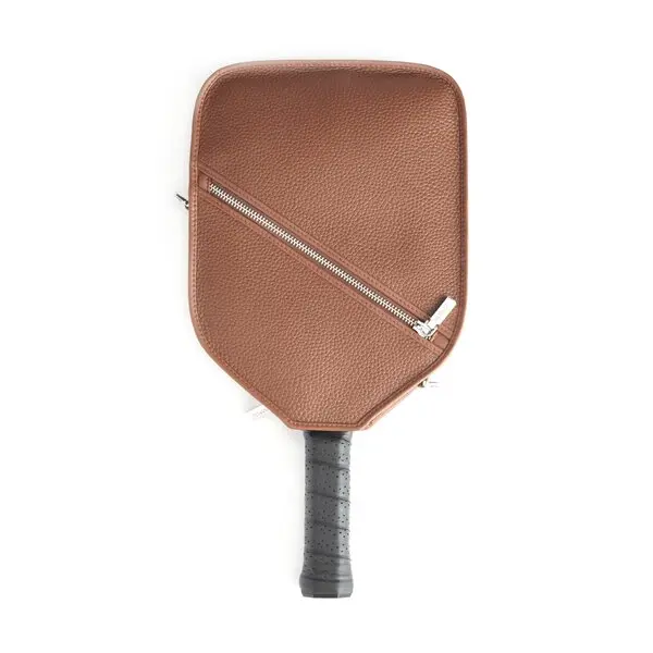 ROYCE NEW YORK Leather Pickleball Paddle Cover With Removable Strap - Tan