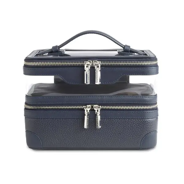 ROYCE NEW YORK Double Decker Cosmetic Bag - Blue