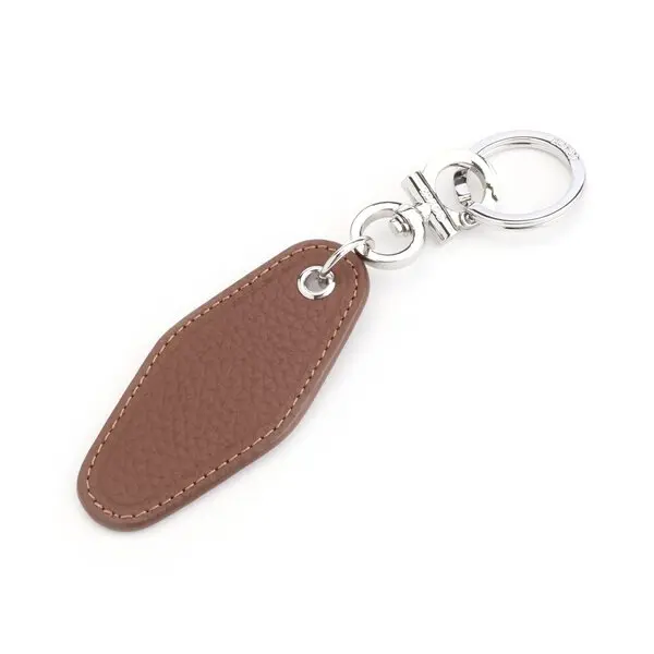 ROYCE NEW YORK Vintage Leather Hotel Style Keychain - Tan Pebble