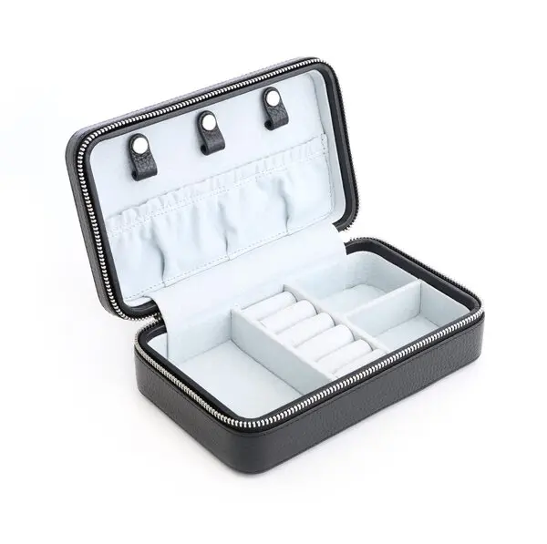 ROYCE NEW YORK Suede Lined Leather Jewelry Box - Black
