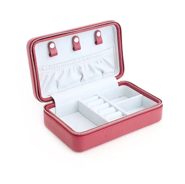 ROYCE NEW YORK Suede Lined Leather Jewelry Box - Red