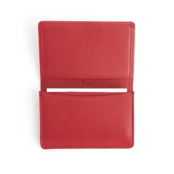 ROYCE NEW YORK Business Card Holder Wallet - Red